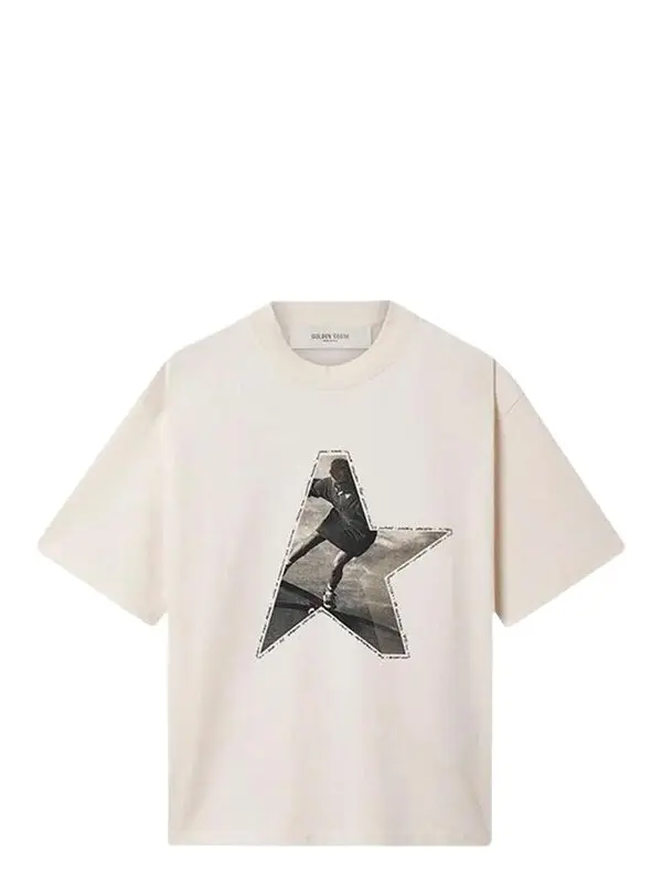 GOLDEN GOOSE Boxy Printed Cotton T-shirt - White