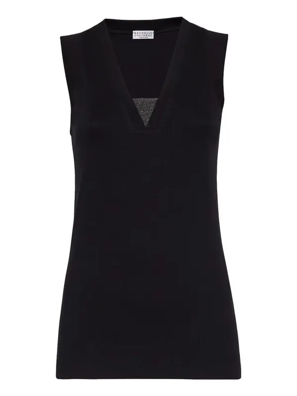 Brunello Cucinelli Stretch Cotton Jersey Tank Top - Black