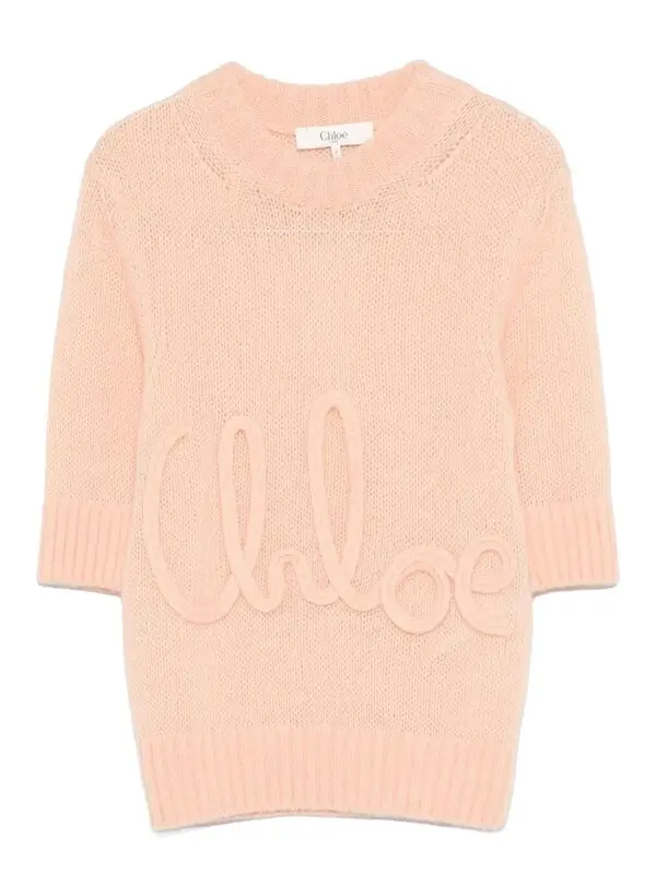 Chloé Pullover With Logo And Elbow Sleeves - Yellow & Orange