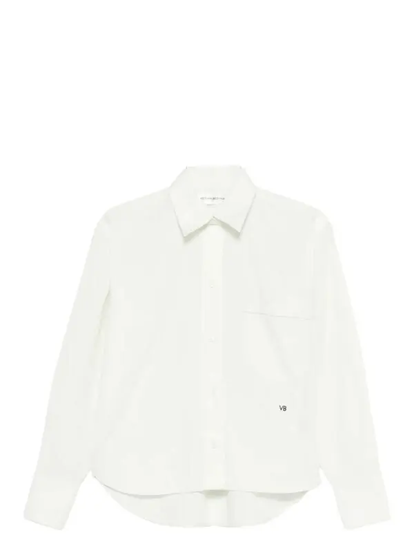 Victoria Beckham Crop Shirt With Embroidery - Nude & Neutrals