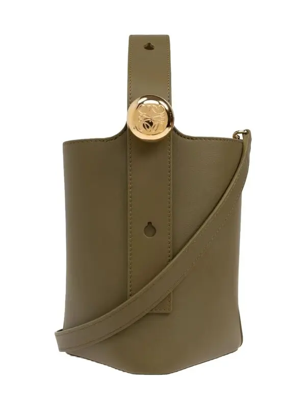 Loewe Smooth Leather Mini Pebble Bucket Bag - Green