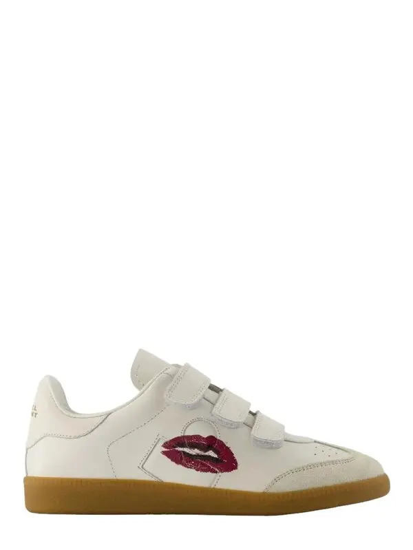 Isabel Marant Beth Leather And Suede Sneakers - Nude & Neutrals