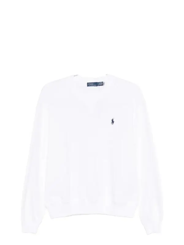 Polo Ralph Lauren Crew Neck Fleeced Cotton Sweatshirt - White