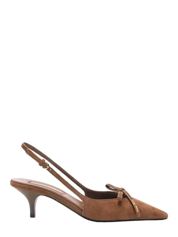 Miu Miu Suede Slingback Pumps - Brown