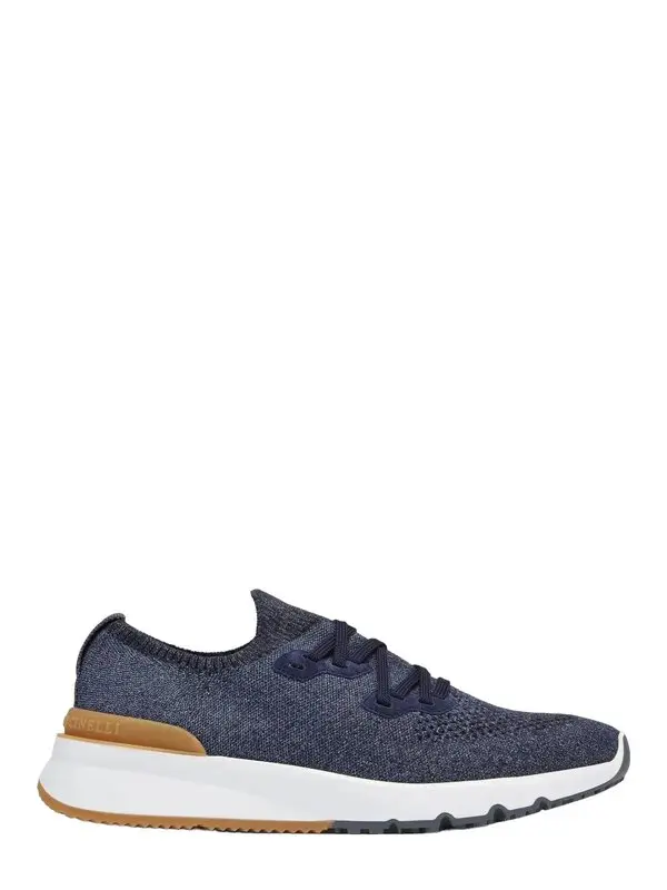 Brunello Cucinelli Cotton Chiné Knit Runner Sneakers - Blue