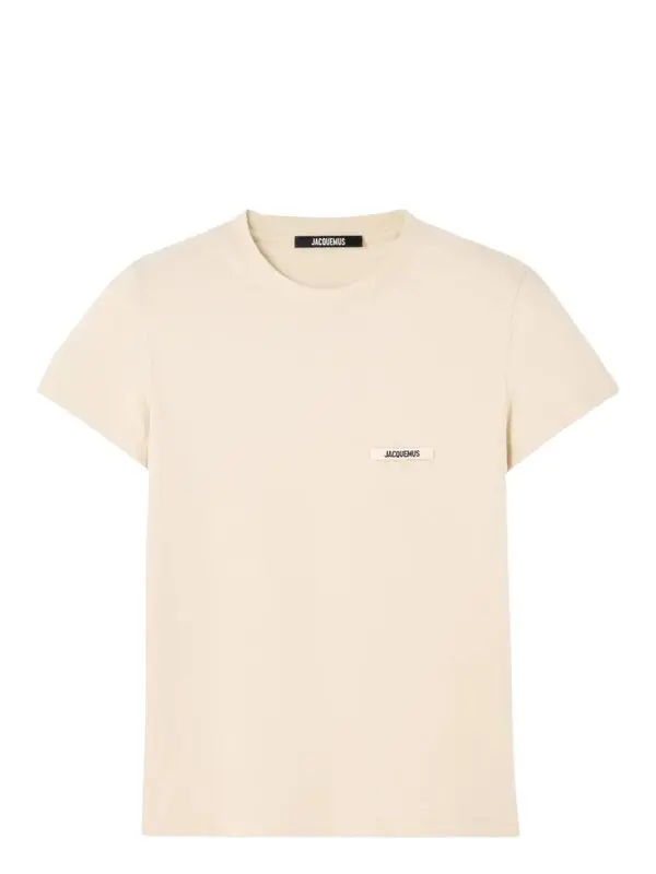 Jacquemus Cotton Grosgrain T-shirt - Nude & Neutrals