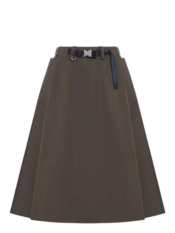 Prada Wide Technical Fabric Skirt - Green
