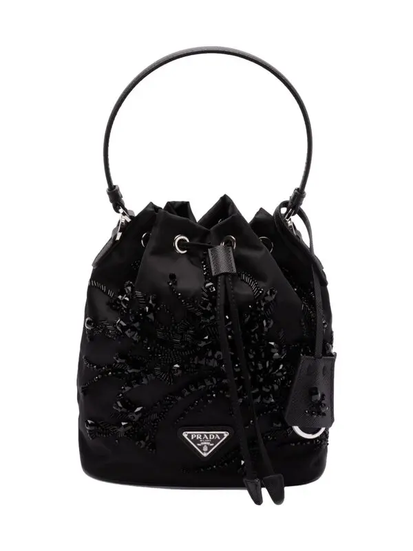 Prada Embroidered Mini Bag - Black
