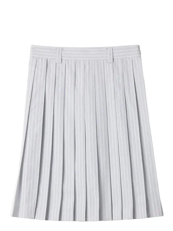 Miu Miu Striped Pleated Poplin Skirt - Grey