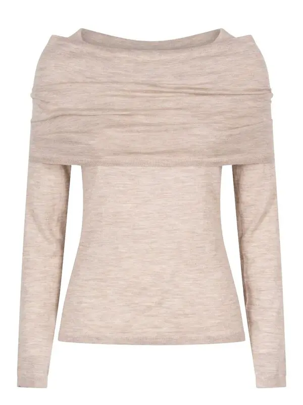 Max Mara Lightweight Cashmere Sweater With Wrap Detail - Nude & Neutrals