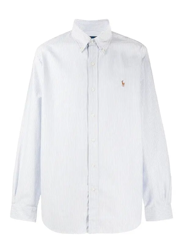 Polo Ralph Lauren Custom-fit Striped Oxford Shirt - Blue