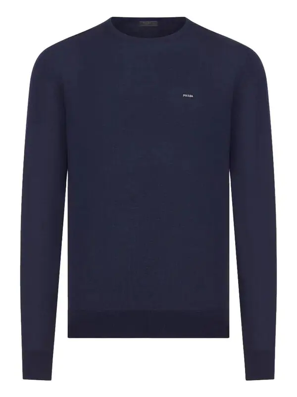 Prada Combed Wool Crew Neck Sweater - Blue
