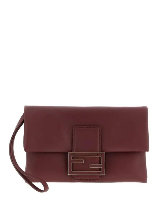 Fendi Mamma Baguette Pouch With Chain - Red