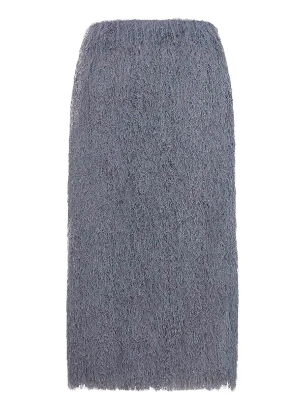 Dries Van Noten Sokna Fringe Midi Skirt - Grey