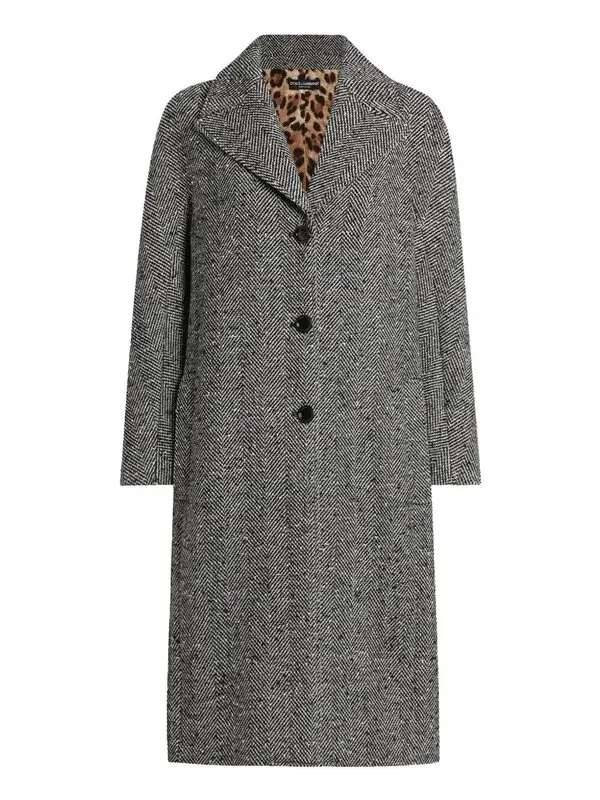 Dolce & Gabbana Long Chevron Coat - Grey