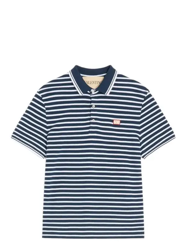 Valentino Garavani Cotton Piqué Polo With Vlogo Patch - Blue