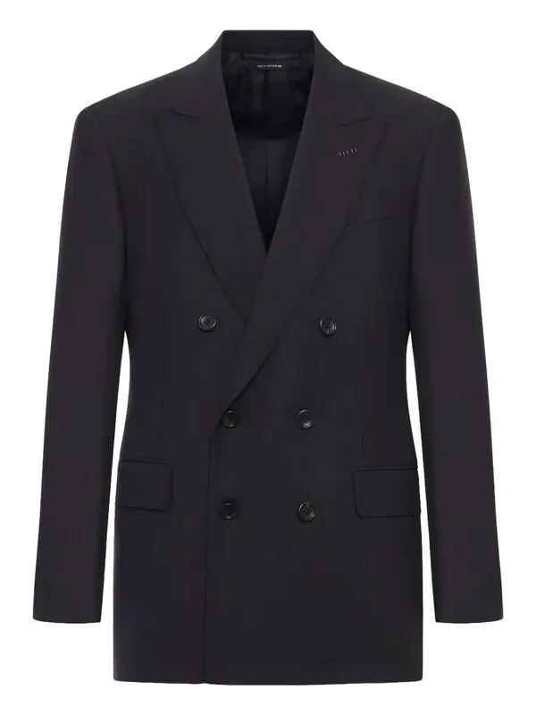 TOM FORD Double-breasted Wool Jacket - Black