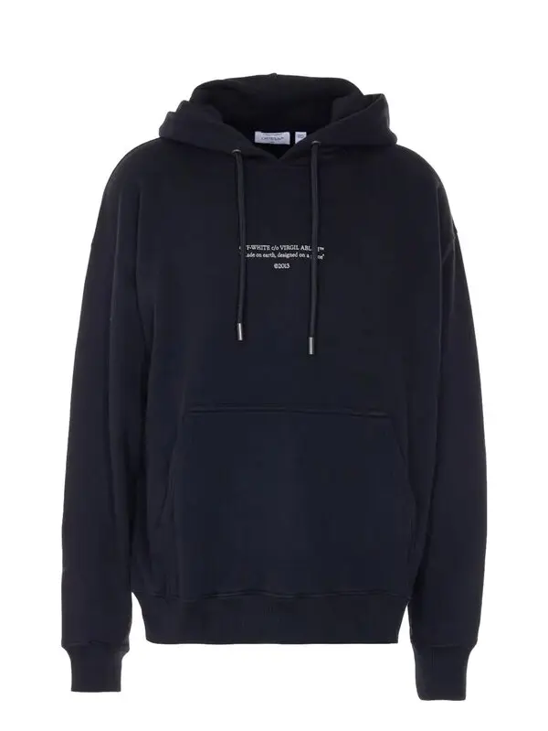 Off-White Cotton Statement Hoodie - Black