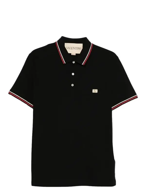 Valentino Garavani Cotton Piqué Polo With Vlogo Patch - Black