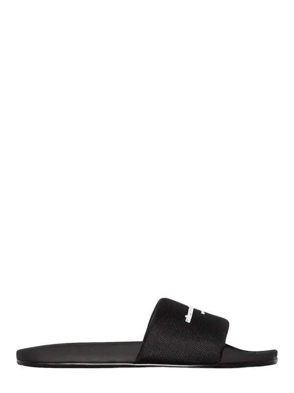 Alexander Wang Padded Logo Pool Slides - Black