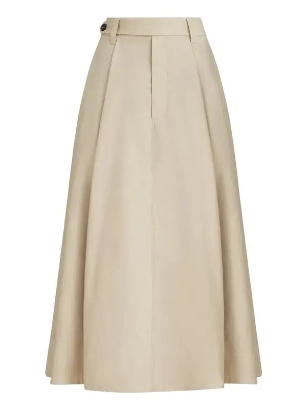 Brunello Cucinelli Techno Cotton Poplin Tailored Skirt - Nude & Neutrals