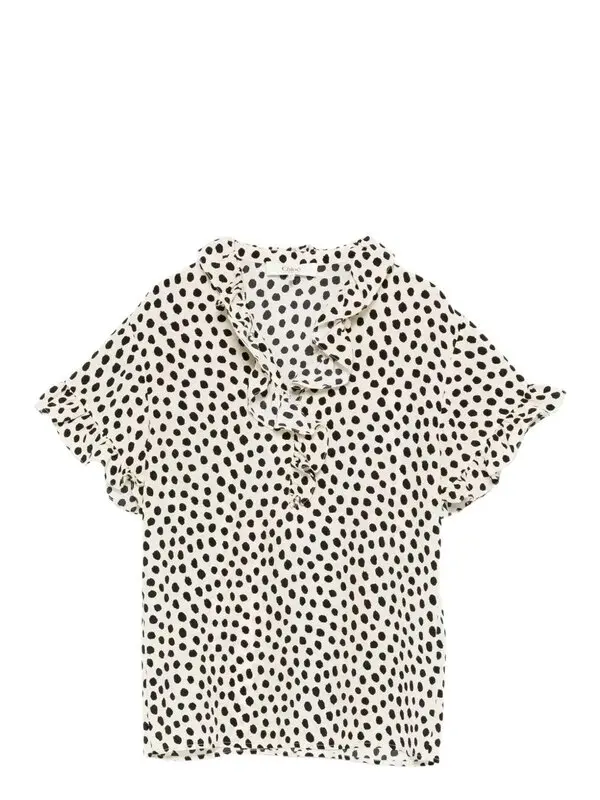 Chloé Ruffled Polka Dot Crêpe De Chine Top - Nude & Neutrals
