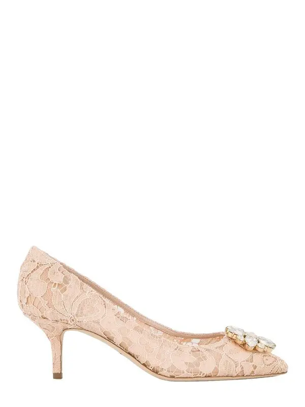 Dolce & Gabbana Lace Pumps With Brooch Detailing - Nude & Neutrals