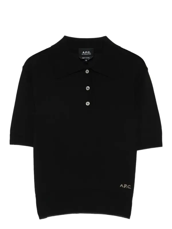 A.p.c. Cotton Polo With Jacquard Logo - Black
