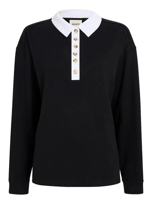 Khaite Faithful Silk Polo - Black