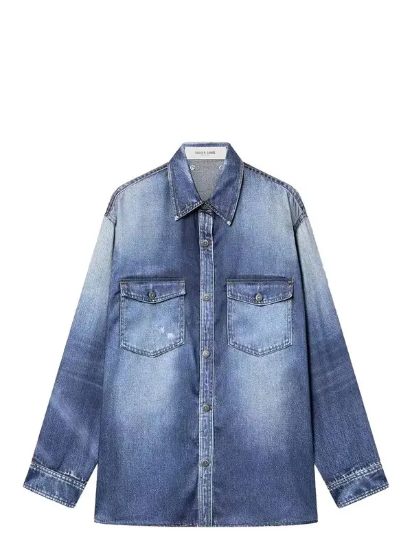 GOLDEN GOOSE Lived-in Denim Effect Oversized Shirt - Blue