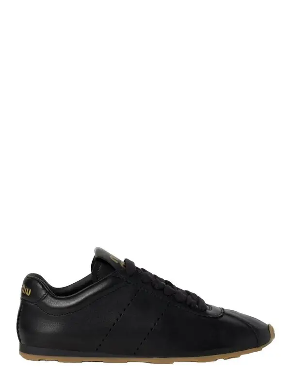 Miu Miu Plume Nappa Leather Sneakers - Black