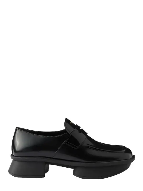 Prada Brushed Leather Loafers - Black