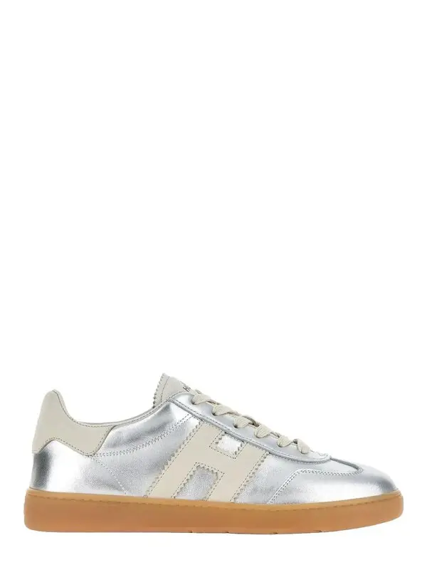 Hogan Leather Sneakers With Nubuck Detail - Metallic