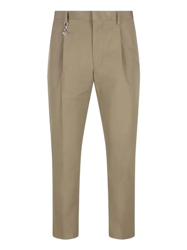 Prada Slim-fit Pleated Cotton Pants - Nude & Neutrals