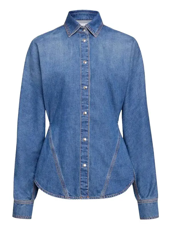 Alaïa Round Denim Shirt - Blue