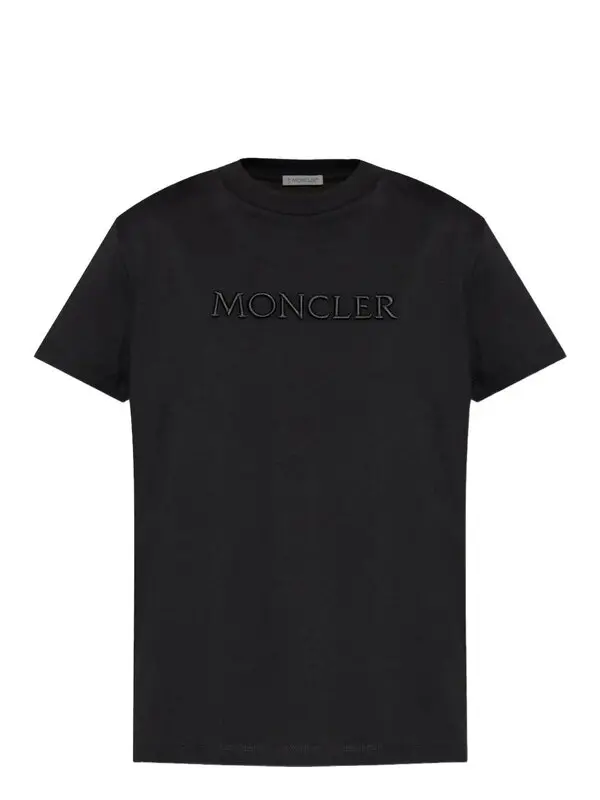 Moncler Embroidered Logo Cotton T-shirt - Black