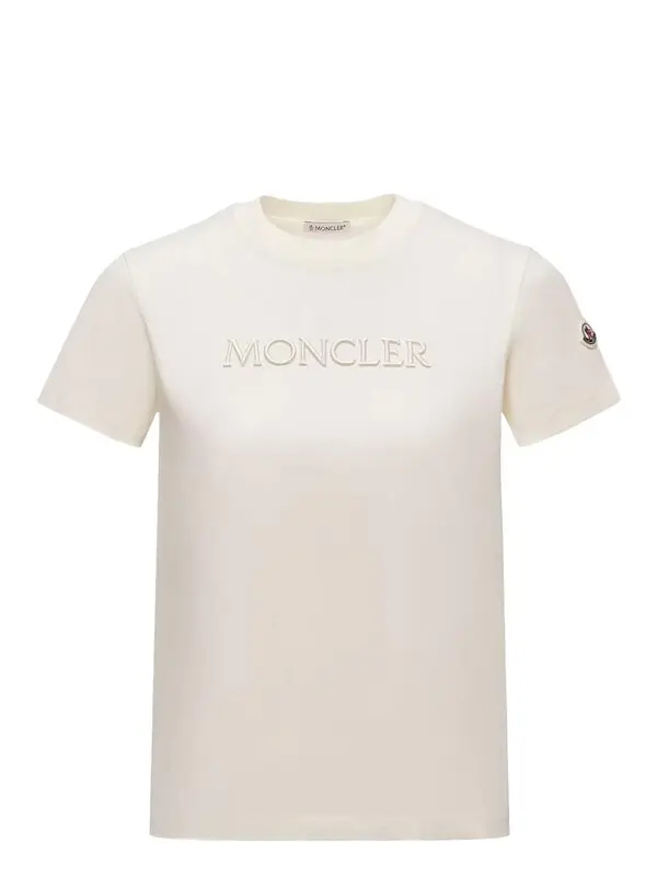 Moncler Embroidered Logo Cotton T-shirt - White