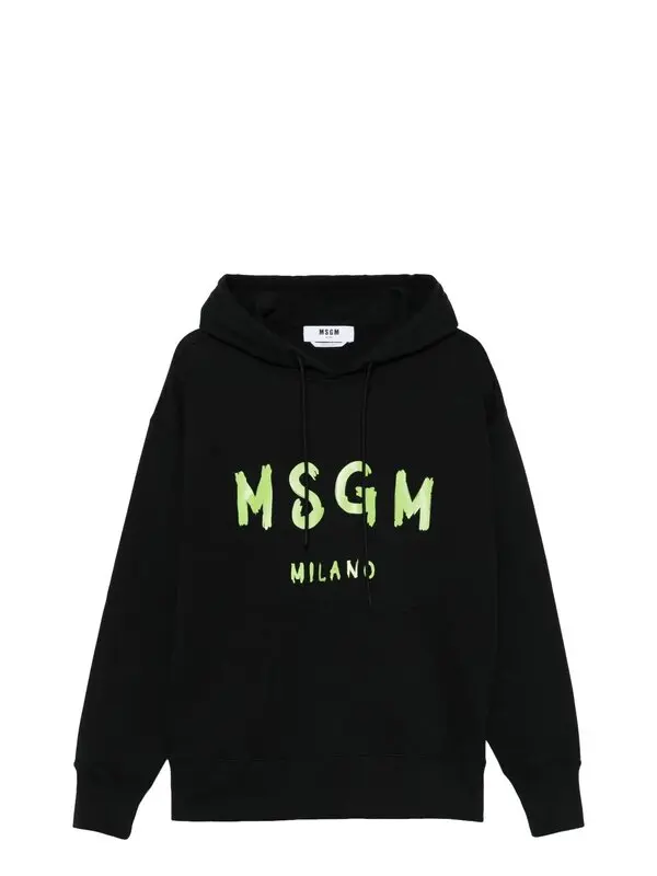 MSGM Relaxed-fit Logo-print Hoodie - Black