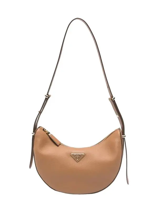 Prada Arcue Leather Shoulder Bag - Brown