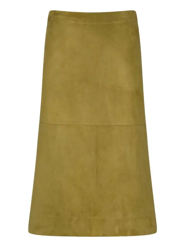 Bottega Veneta Suede Leather Midi Skirt - Green