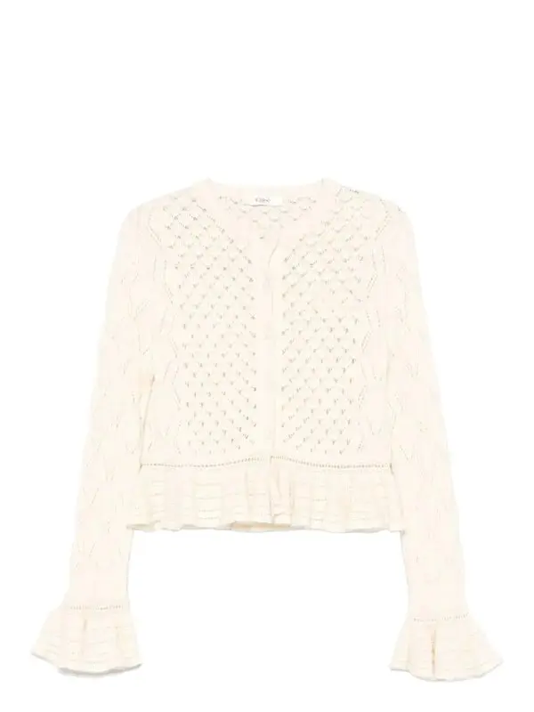 Chloé Crop Cardigan With Ruffles - White