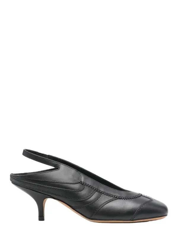 Dries Van Noten Leather Pumps With Stitching Details - Black