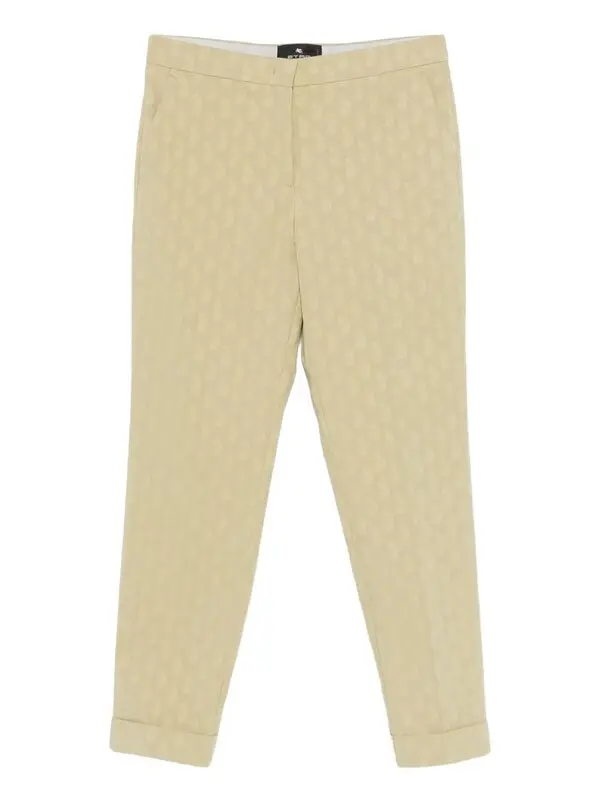 Etro Cropped Cotton Jacquard Pants - Nude & Neutrals