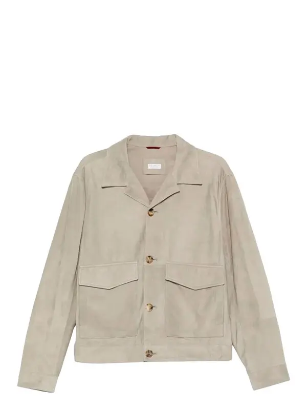 Brunello Cucinelli Suede Leather Jacket - Green