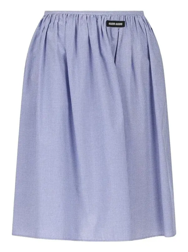 Miu Miu Vichy Cotton Midi Skirt - Blue