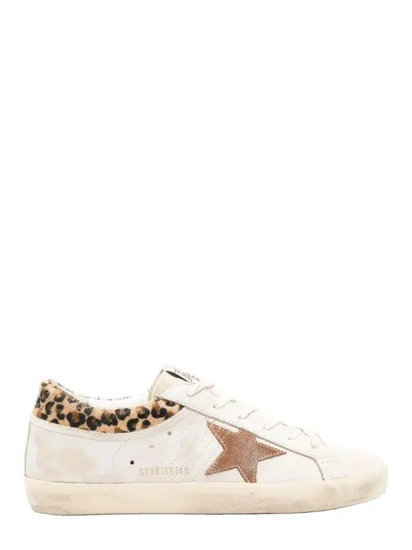 GOLDEN GOOSE Super-star Sneakers With Leopard Print - White