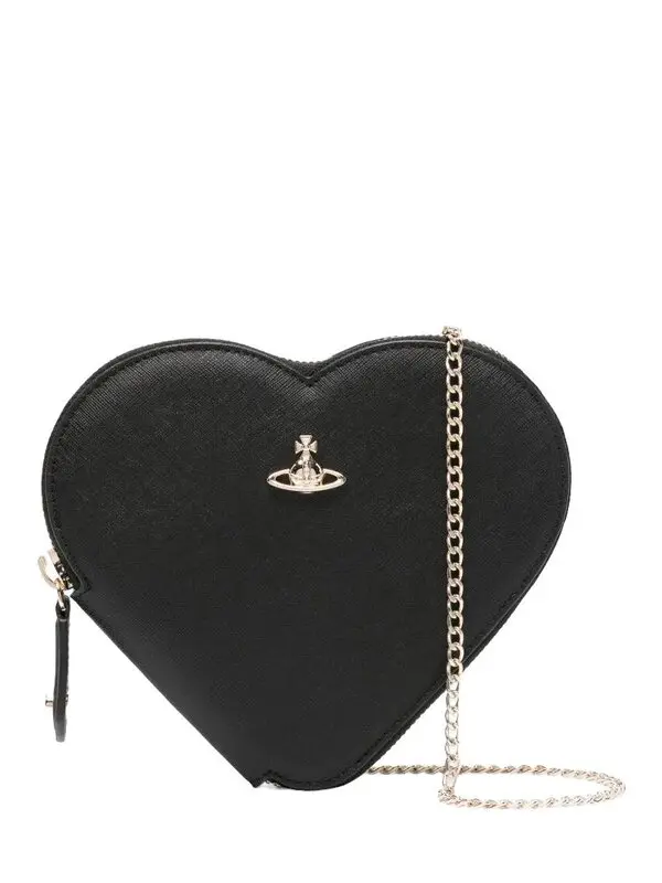 VIVIENNE WESTWOOD Heart Saffiano-effect Crossbody Bag - Black
