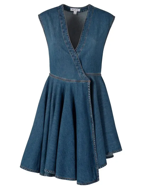 Alaïa Denim Wrap Dress - Blue