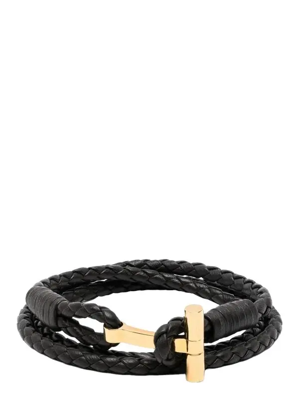 TOM FORD Woven Leather T-bracelet - Brown