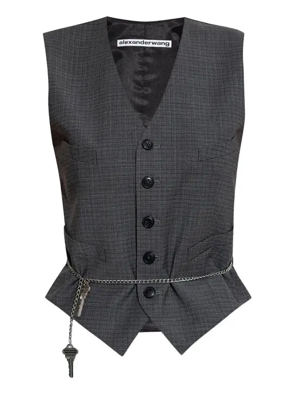 Alexander Wang Tailored Wool Blend Vest With Chain - Grey